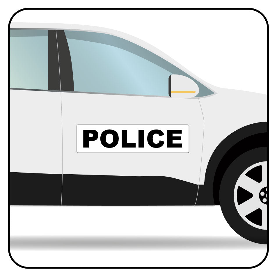Police Car Placard 24"x 6" Magnetic Sign or Decal + Reflective Options