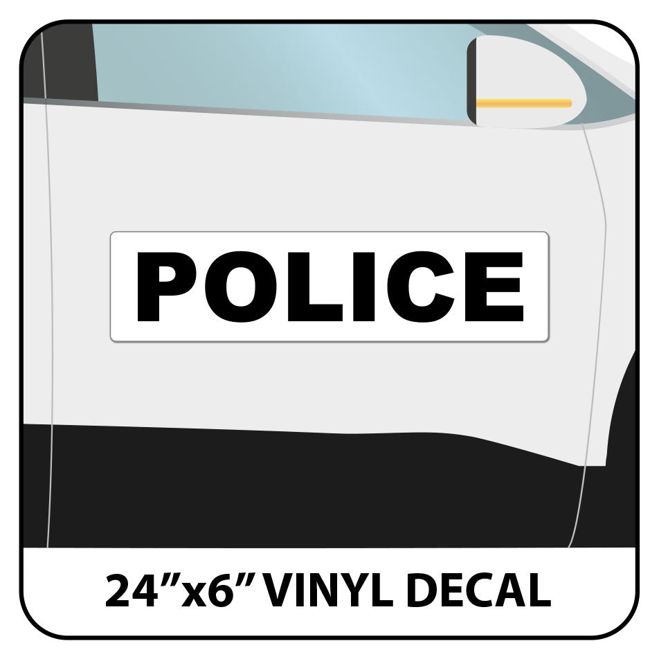 Police Car Placard 24"x 6" Magnetic Sign or Decal + Reflective Options
