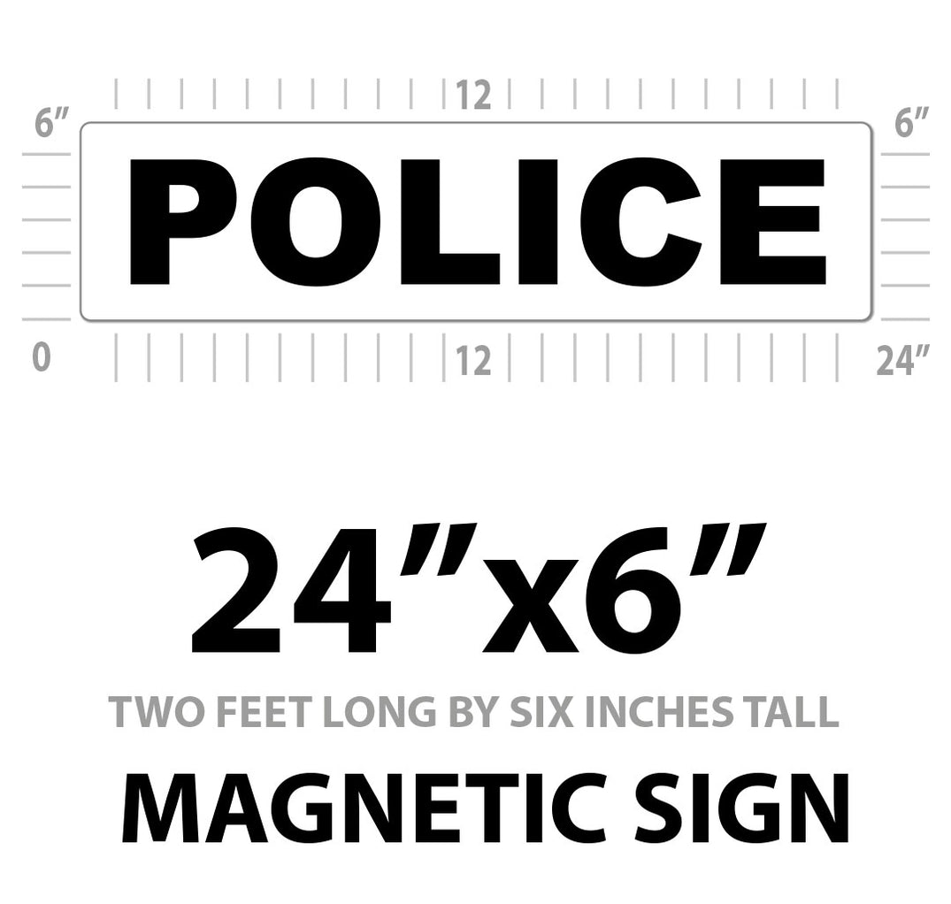 Police Car Placard 24"x 6" Magnetic Sign or Decal + Reflective Options