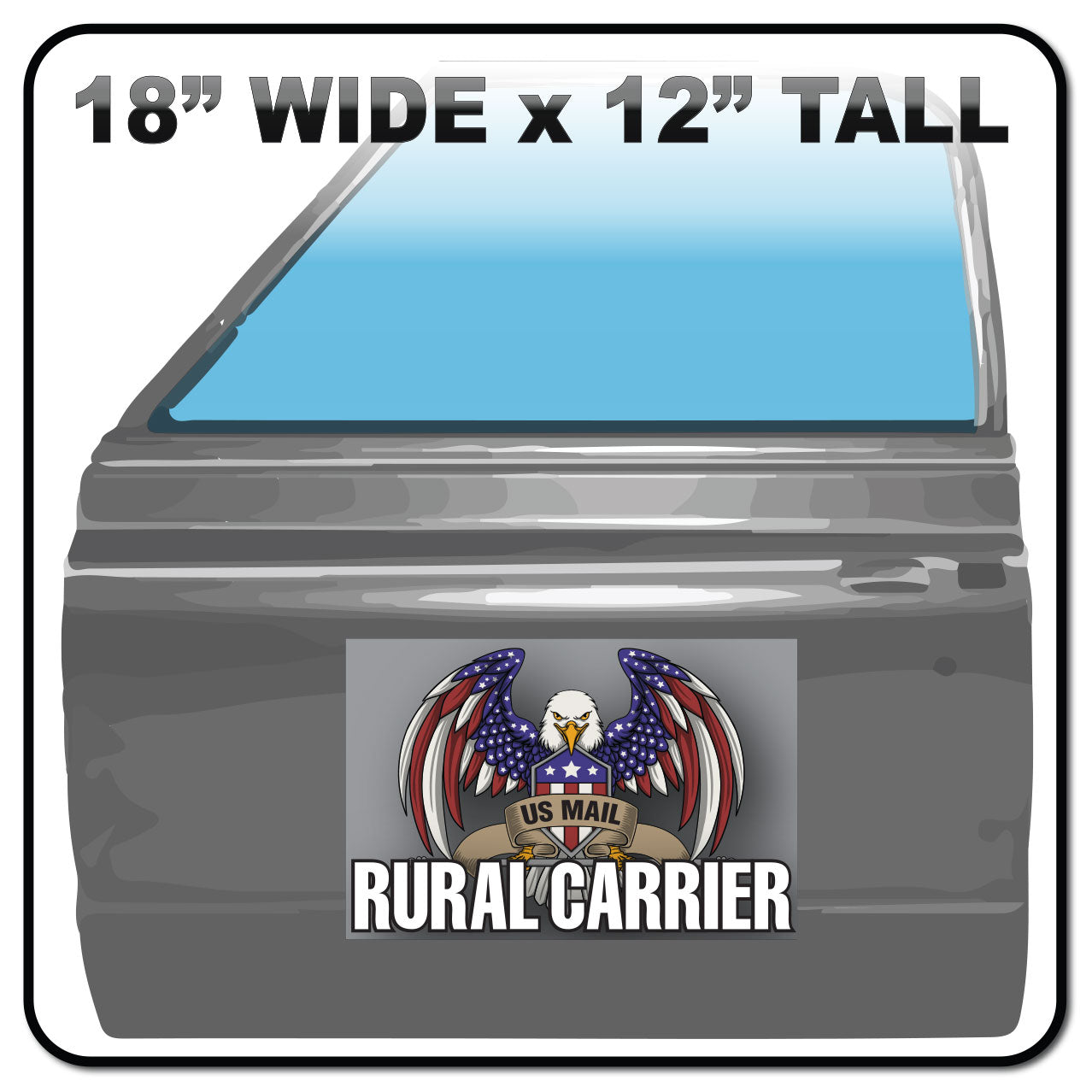 Caution US Mail Frequent Stops - Big Car Door Magnetic Sign