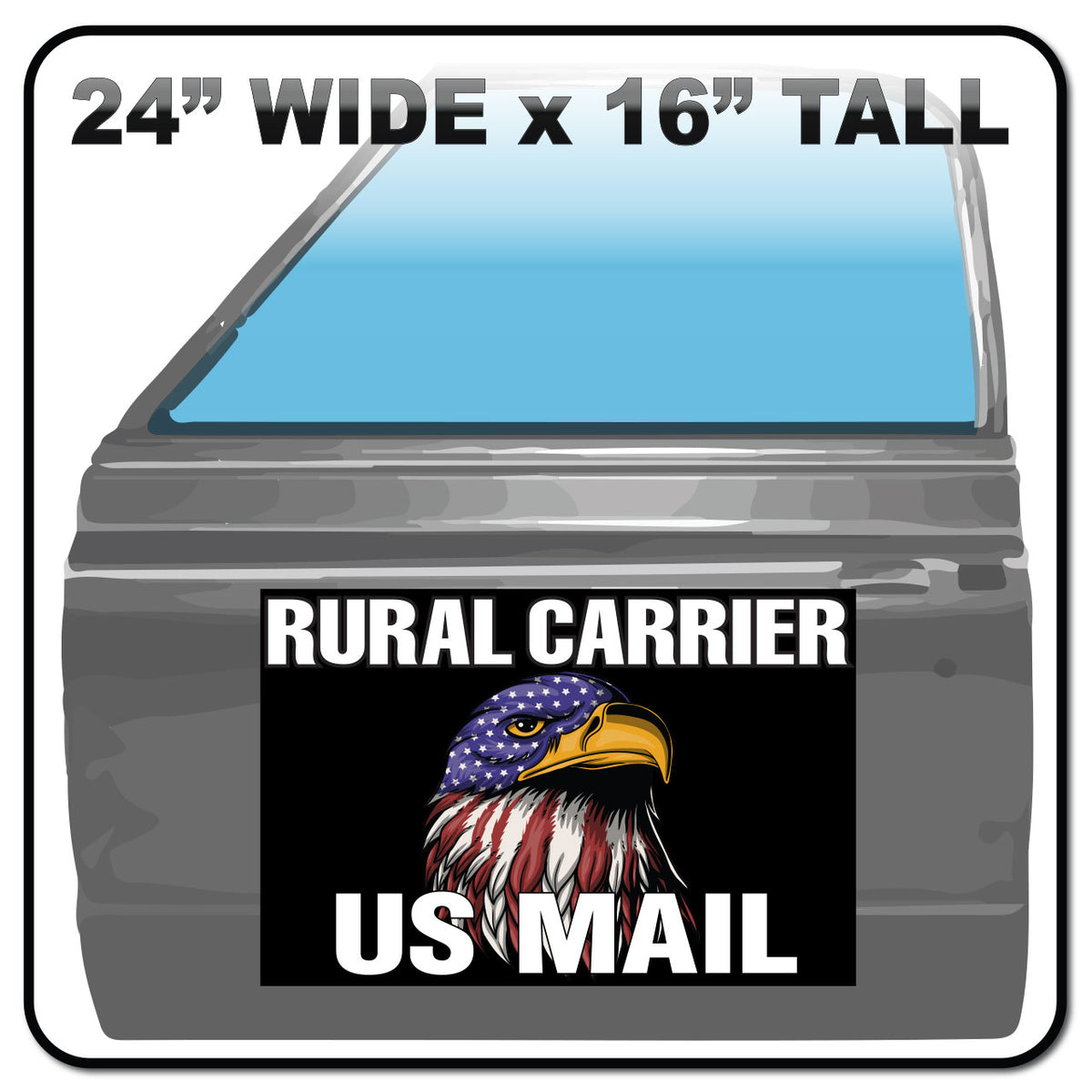 Caution US Mail Frequent Stops - Big Car Door Magnetic Sign